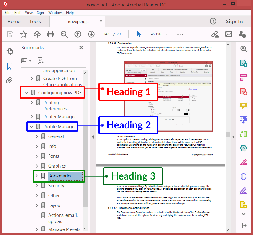 Adding PDF Bookmarks With NovaPDF NovaPDF